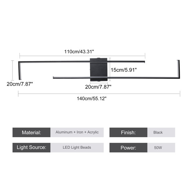 Blue Elephant Gurine 140cm LED Dimmable Black Flush Mounted Sconce & Reviews | Wayfair.co.uk